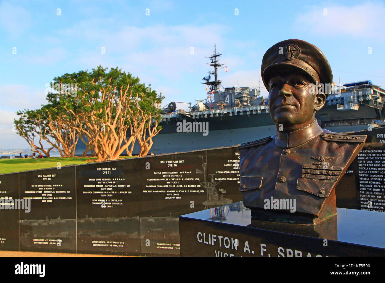 USA, California, San Diego. Clifton A. F. Sprague Memorial and USS ...