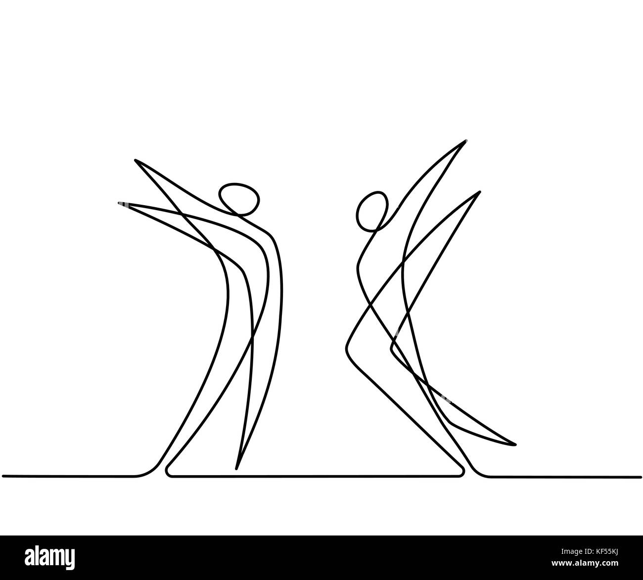 Continuous line drawing of abstract dancers. Vector illustration ...
