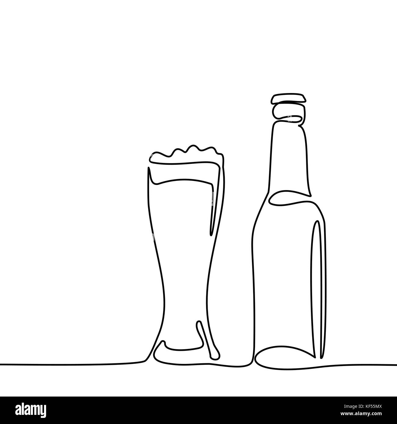 Line drawing illustration beer bottle High Resolution Stock Photography ...