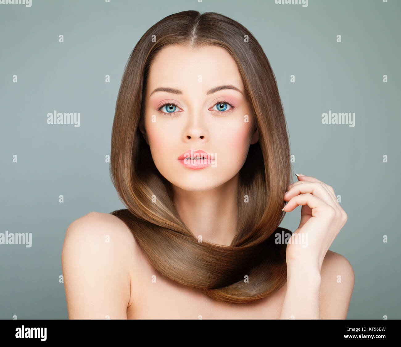 Cute Model Woman with Long Hair. Spa Girl with Healthy Hairstyle ...