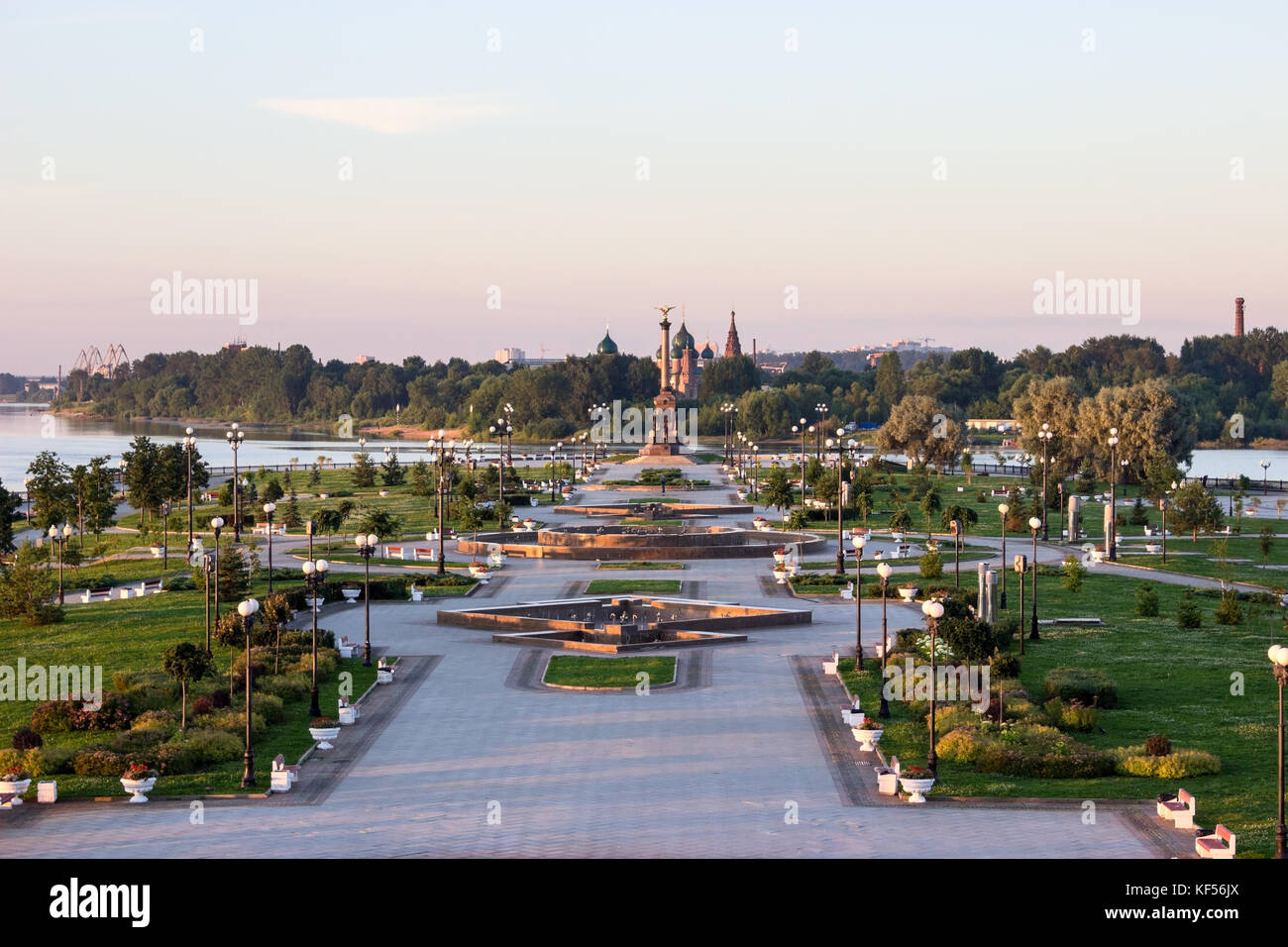 YAROSLAVL, RUSSIA-CIRCA JUN, 2017: View of Strelka, a monument to the ...
