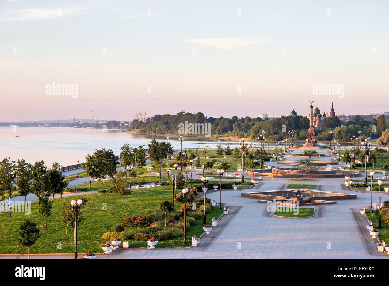 YAROSLAVL, RUSSIA-CIRCA JUN, 2017: View of Strelka, a monument to the ...