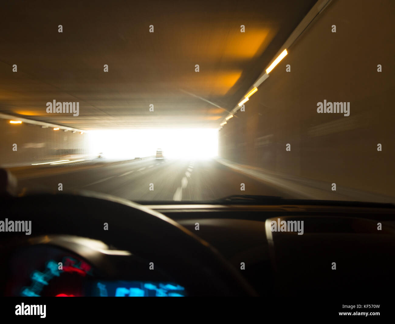 Over speed vehicle in the tunnel Stock Photo - Alamy