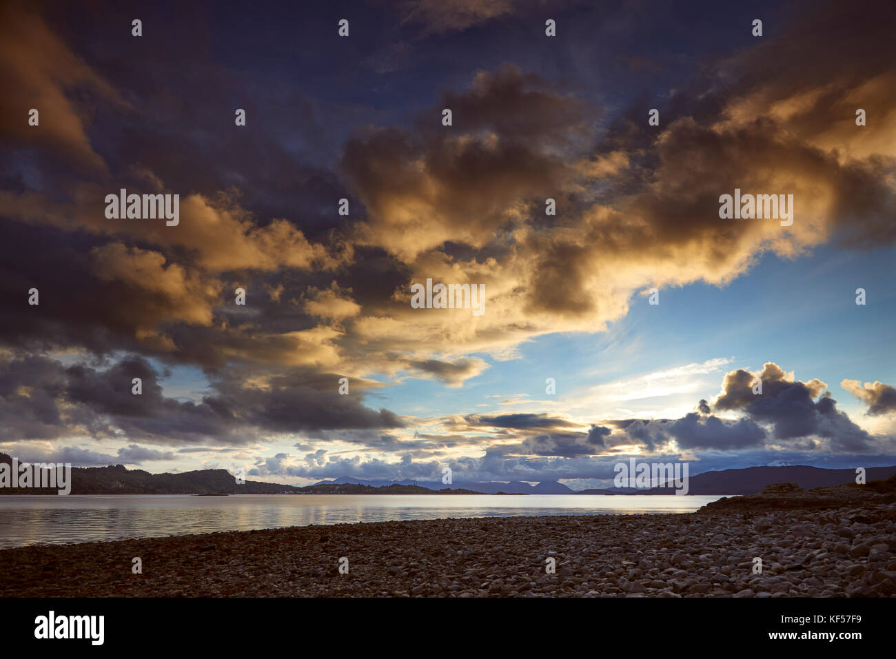 Dramatic evening skies over Plockton on west coast Scotland. South west ...