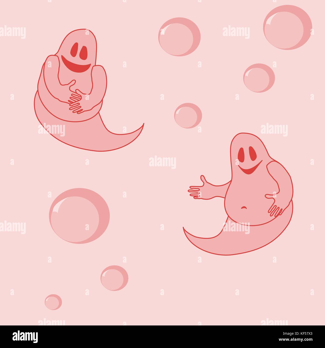 Ghosts and bubbles. Halloween symbols. Design for party card ...
