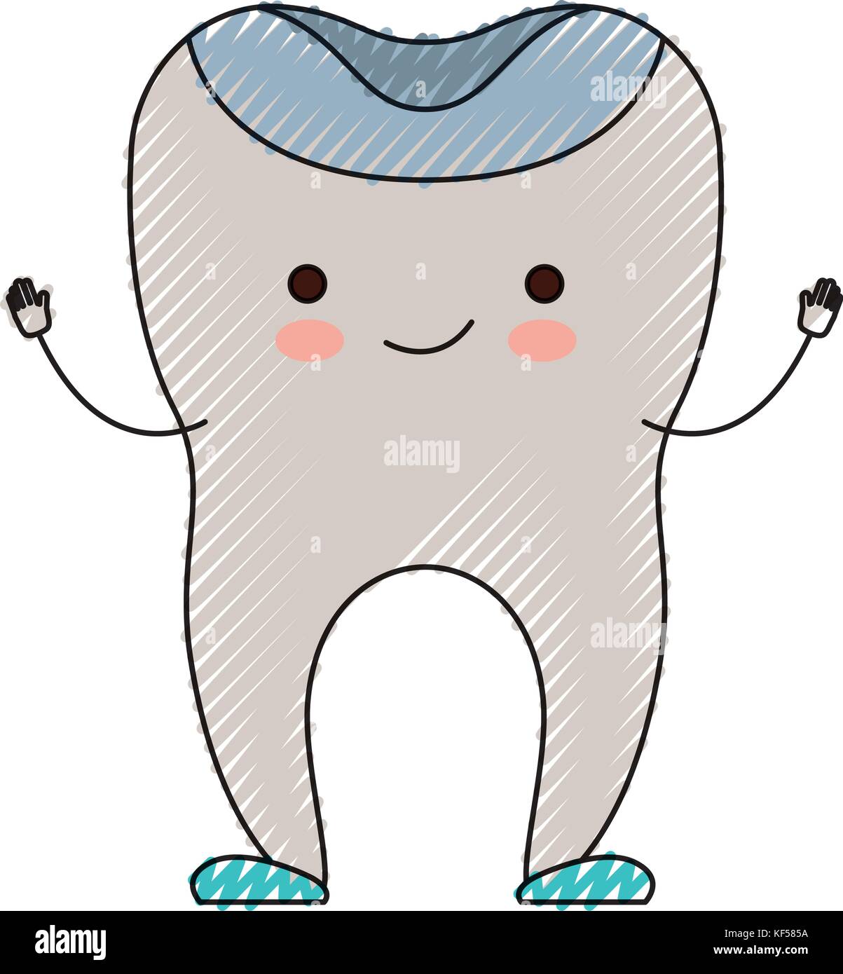 restored tooth cartoon in colored crayon silhouette Stock Vector Image ...