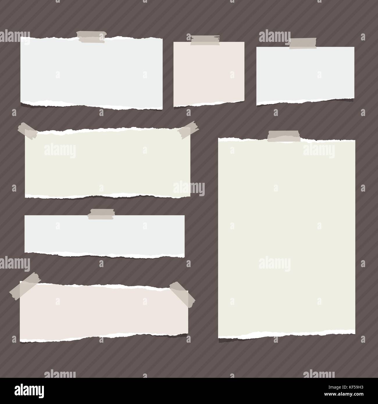 Ripped paper strips, notebook sheet for note or message stuck with ...