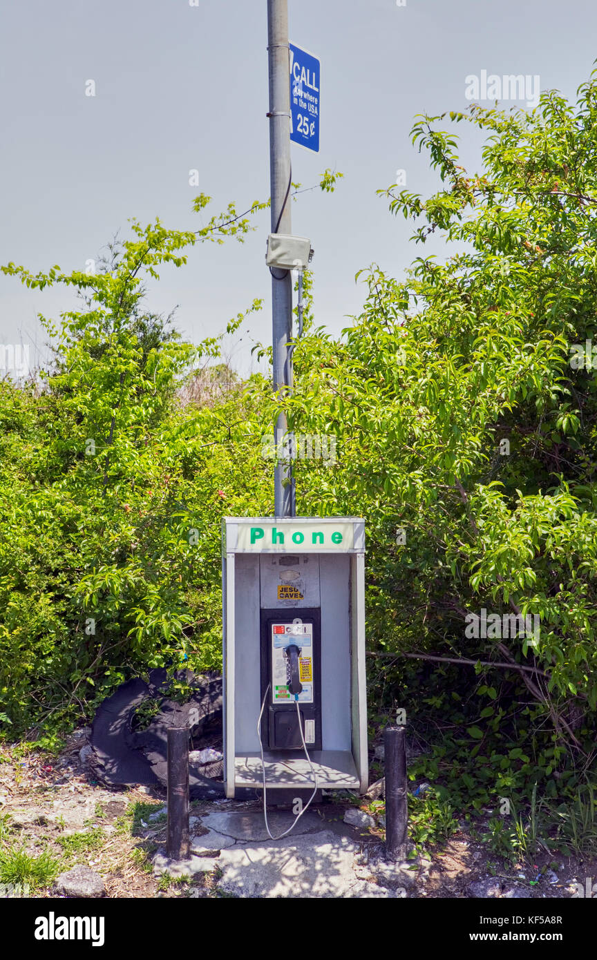 An emergency roadside public telephone booth box with no people Stock ...