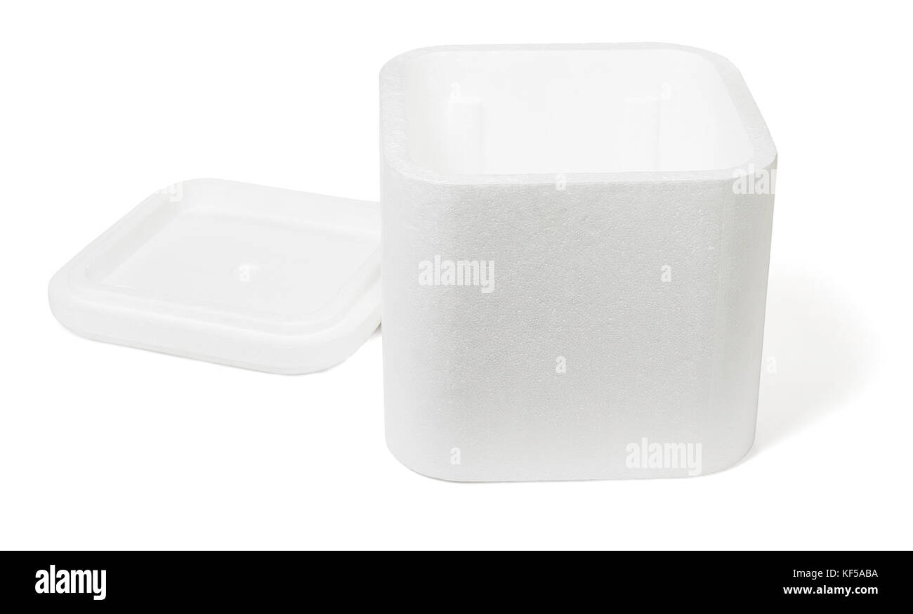 Open Styrofoam Storage Container on White Background Stock Photo - Alamy