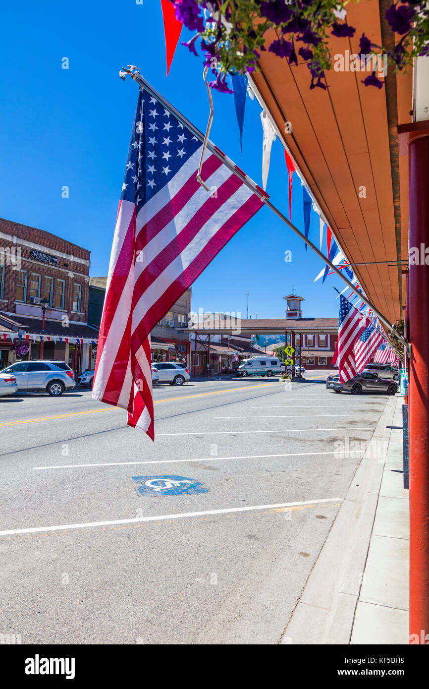American flag with covered crosswalk in background on Cottage Ave in ...