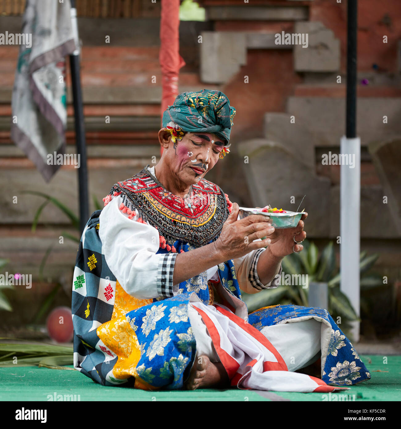 Character in traditional Barong dance performance. Batubulan village ...