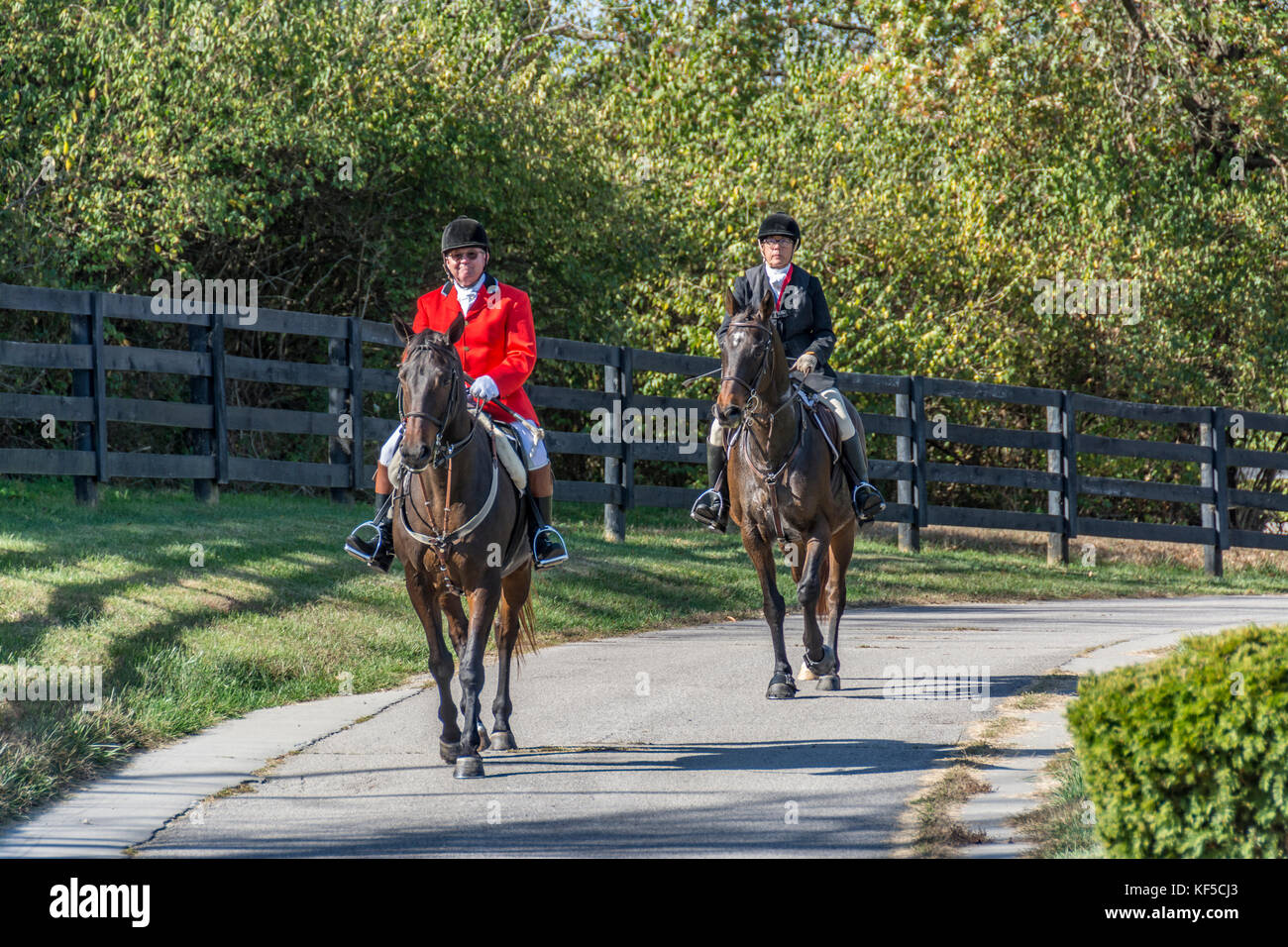 Two riders after the Annual Blessing of the Hounds at the Iroquois Hunt ...