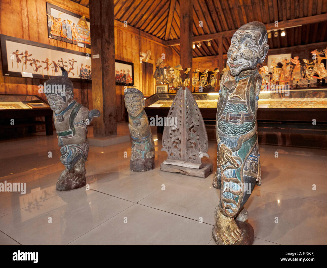 Wooden figures displayed in the Setia Darma House of Masks and Puppets ...