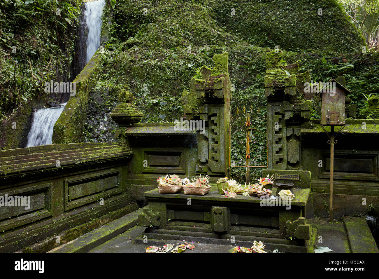 Altar with offerings in the Mengening Temple. Tampaksiring, Bali ...