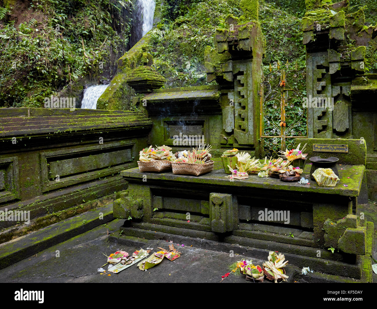 Altar with offerings in the Mengening Temple. Tampaksiring, Bali ...