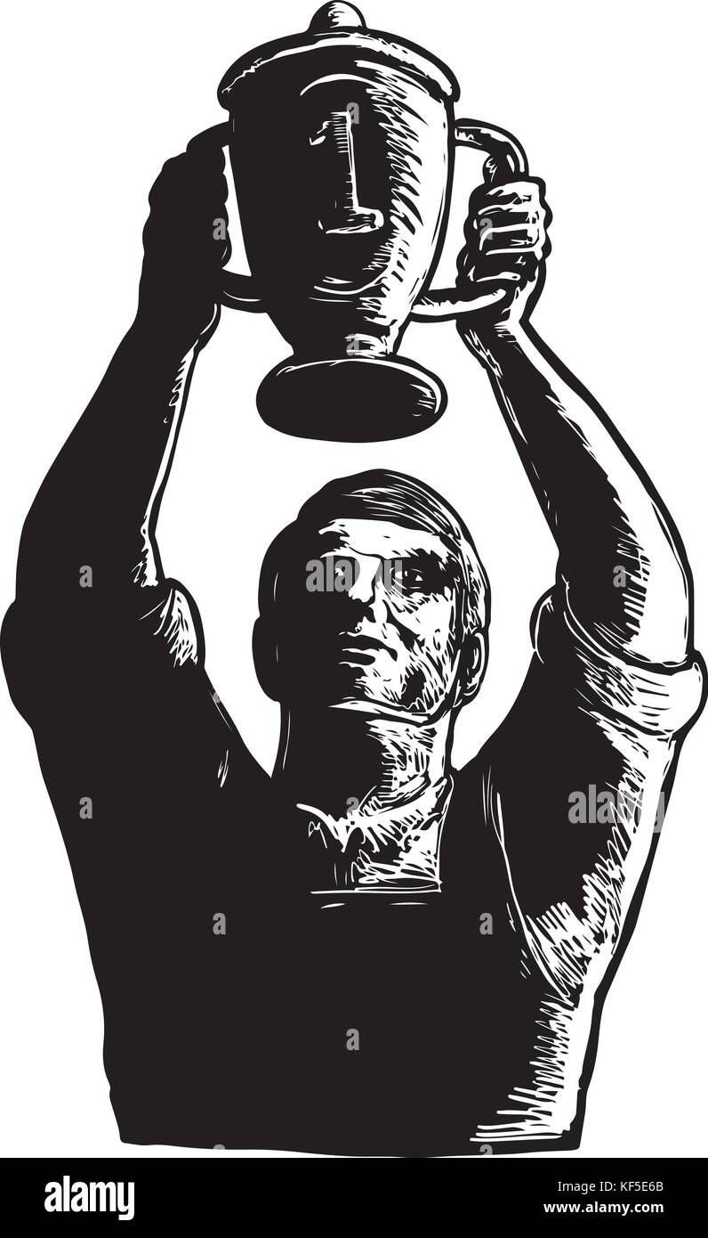 Lifting The Trophy Stock Vector Images - Alamy