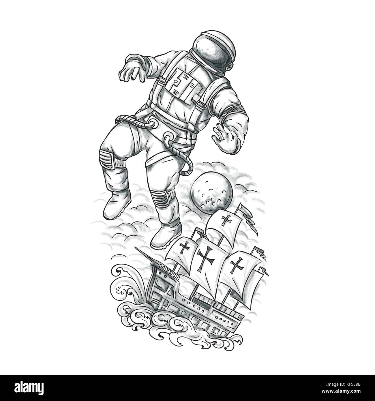 Astronaut Outline Tattoo