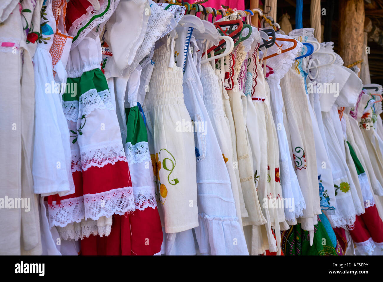 Embroidered Mayan dresses in Mexico Riviera Maya Stock Photo - Alamy