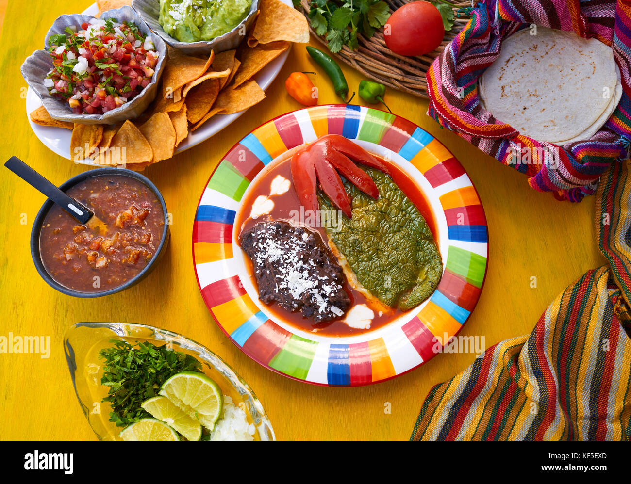 Mexican Nopal filled recipe with sauces from Mexico Stock Photo - Alamy