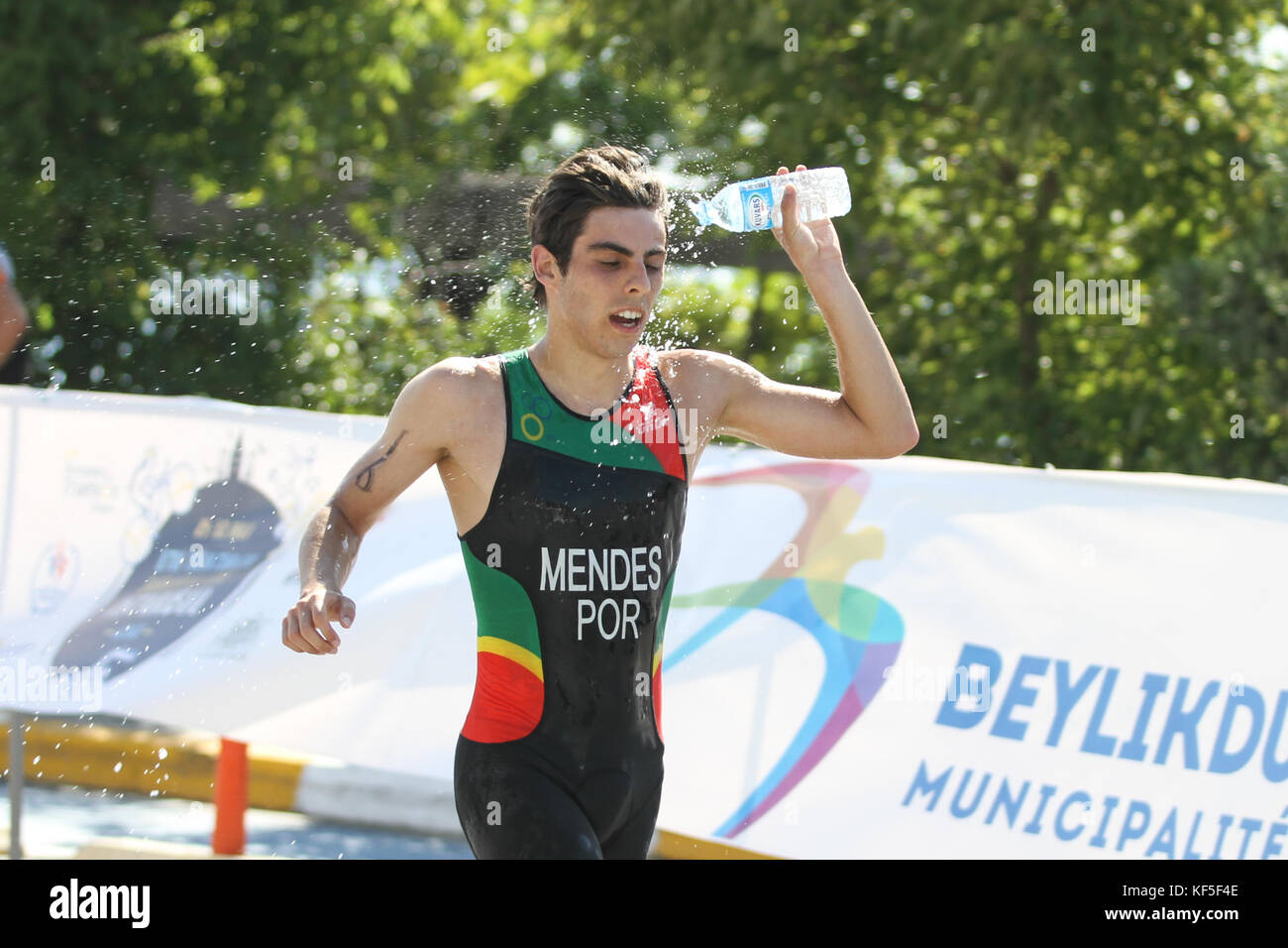 ISTANBUL, TURKEY - JULY 30, 2017: Athlete competing in running ...