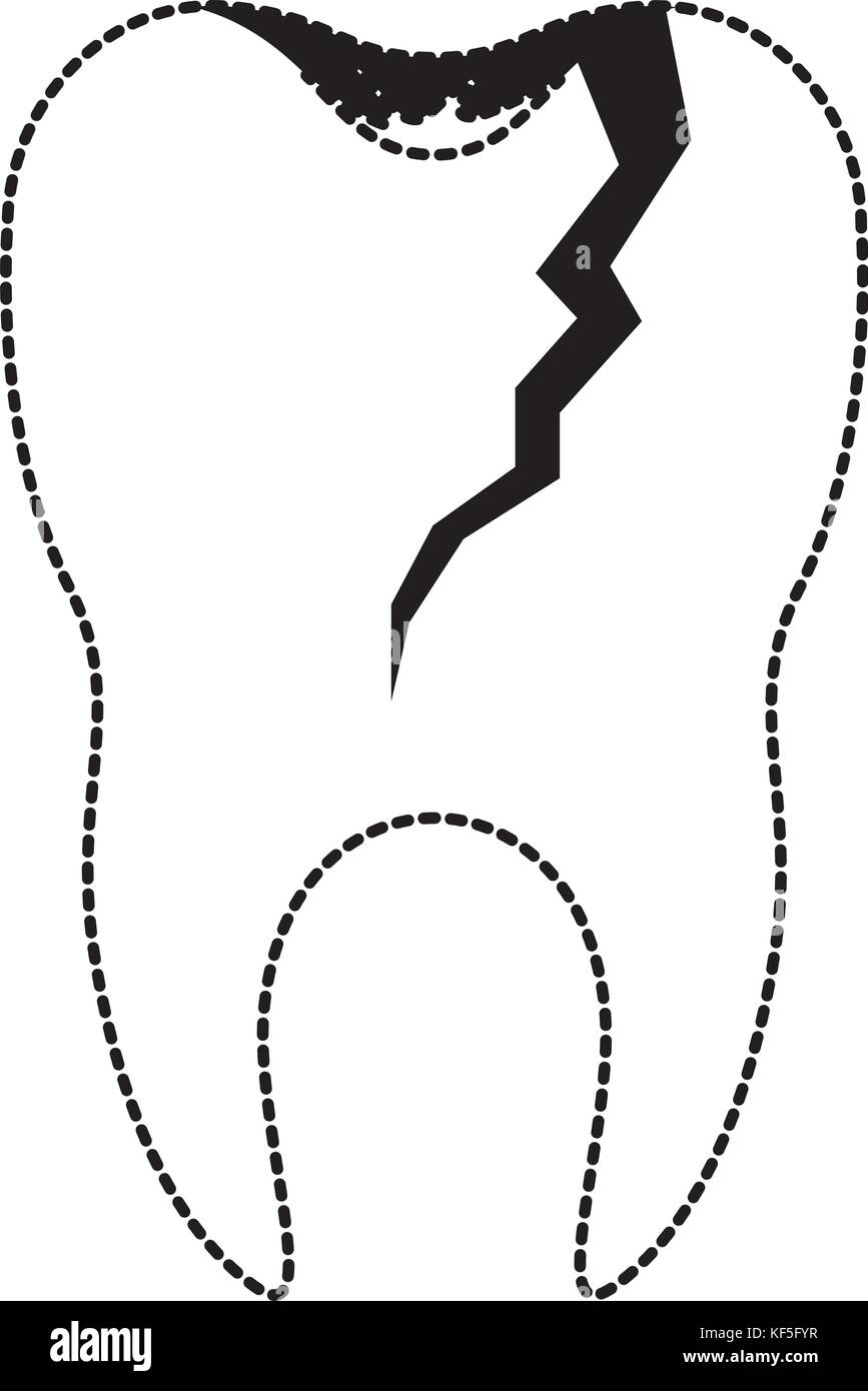 broken tooth with root in black dotted silhouette Stock Vector Image ...