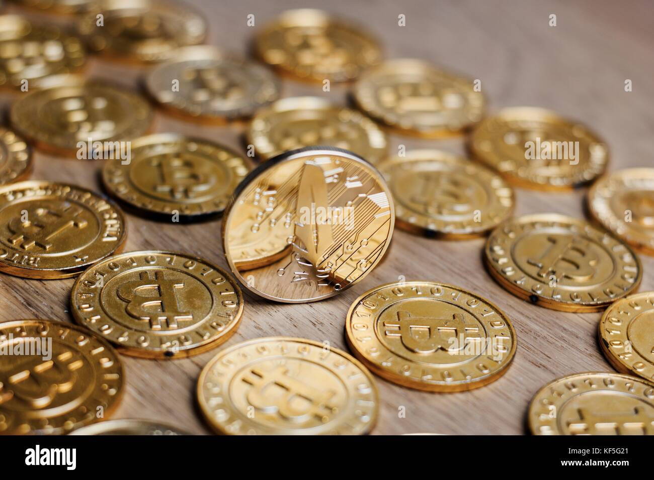 Digital currency physical gold metal feather red heart coin ...