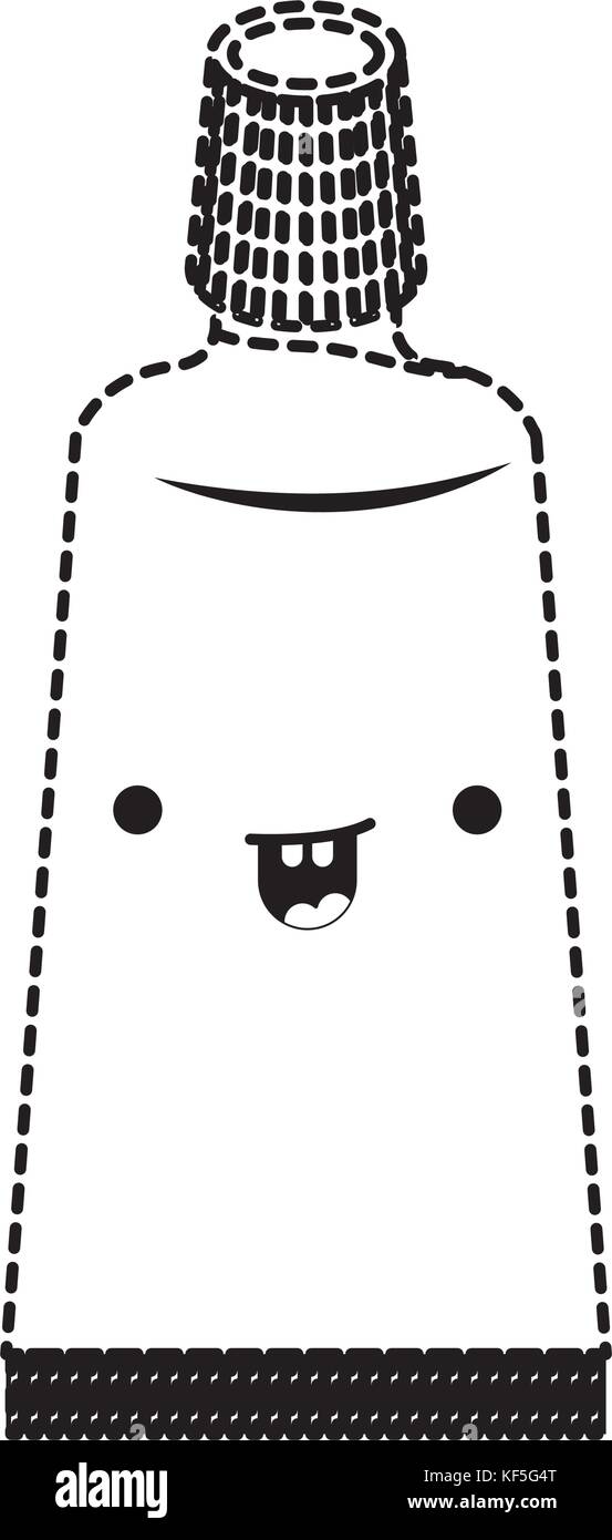 tube of kawaii toothpaste in black dotted silhouette Stock Vector Image ...