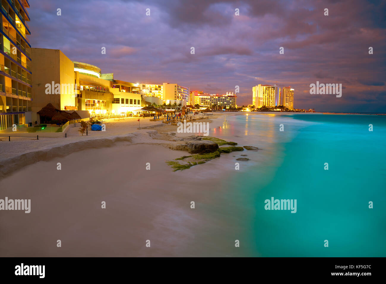 Cancun Forum beach sunset in Mexico at Hotel zone hotelera Playa ...