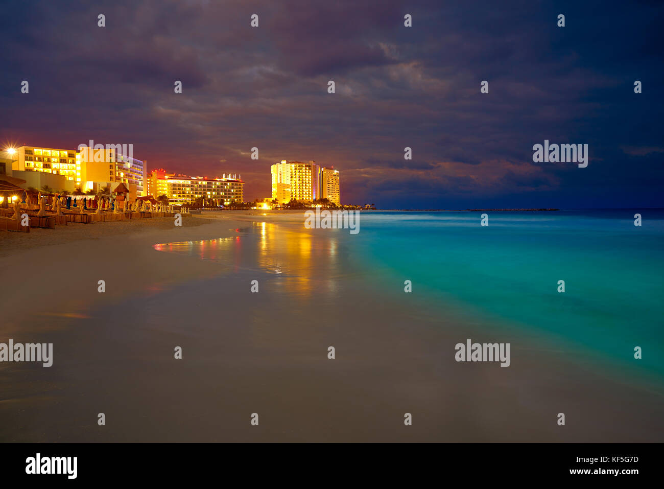 Cancun Forum beach sunset in Mexico at Hotel zone hotelera Playa ...