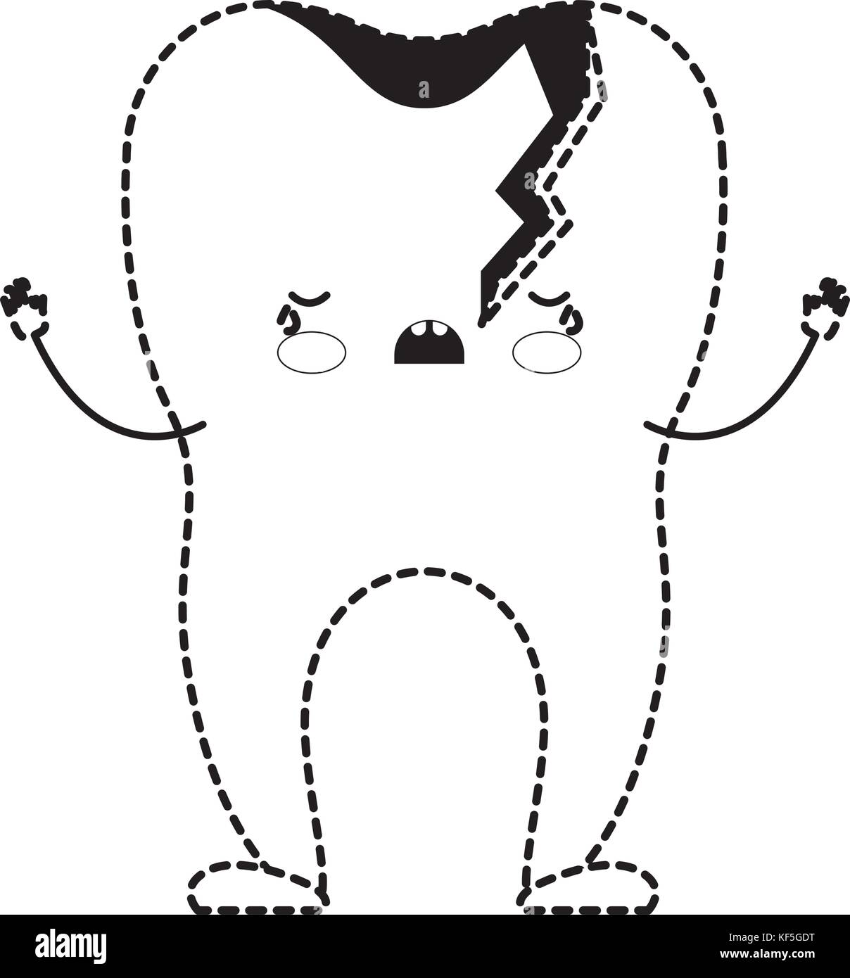 broken tooth cartoon in black dotted silhouette Stock Vector Image ...