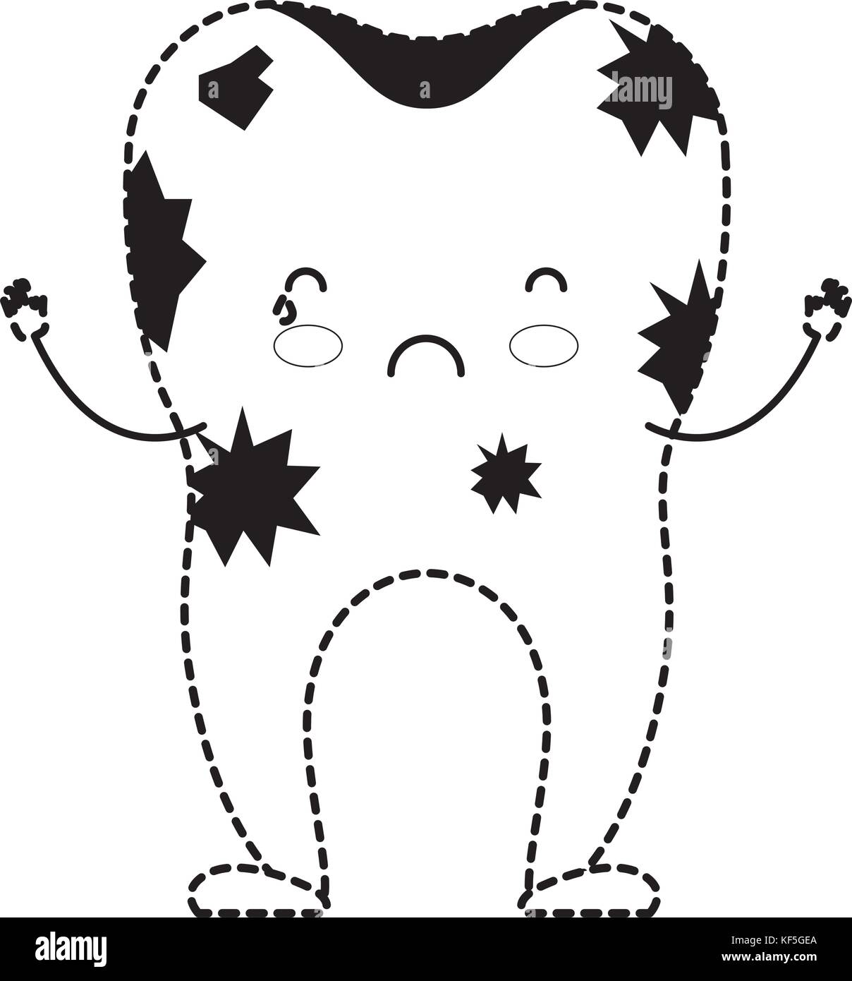 dirty tooth cartoon in black dotted silhouette Stock Vector Image & Art ...