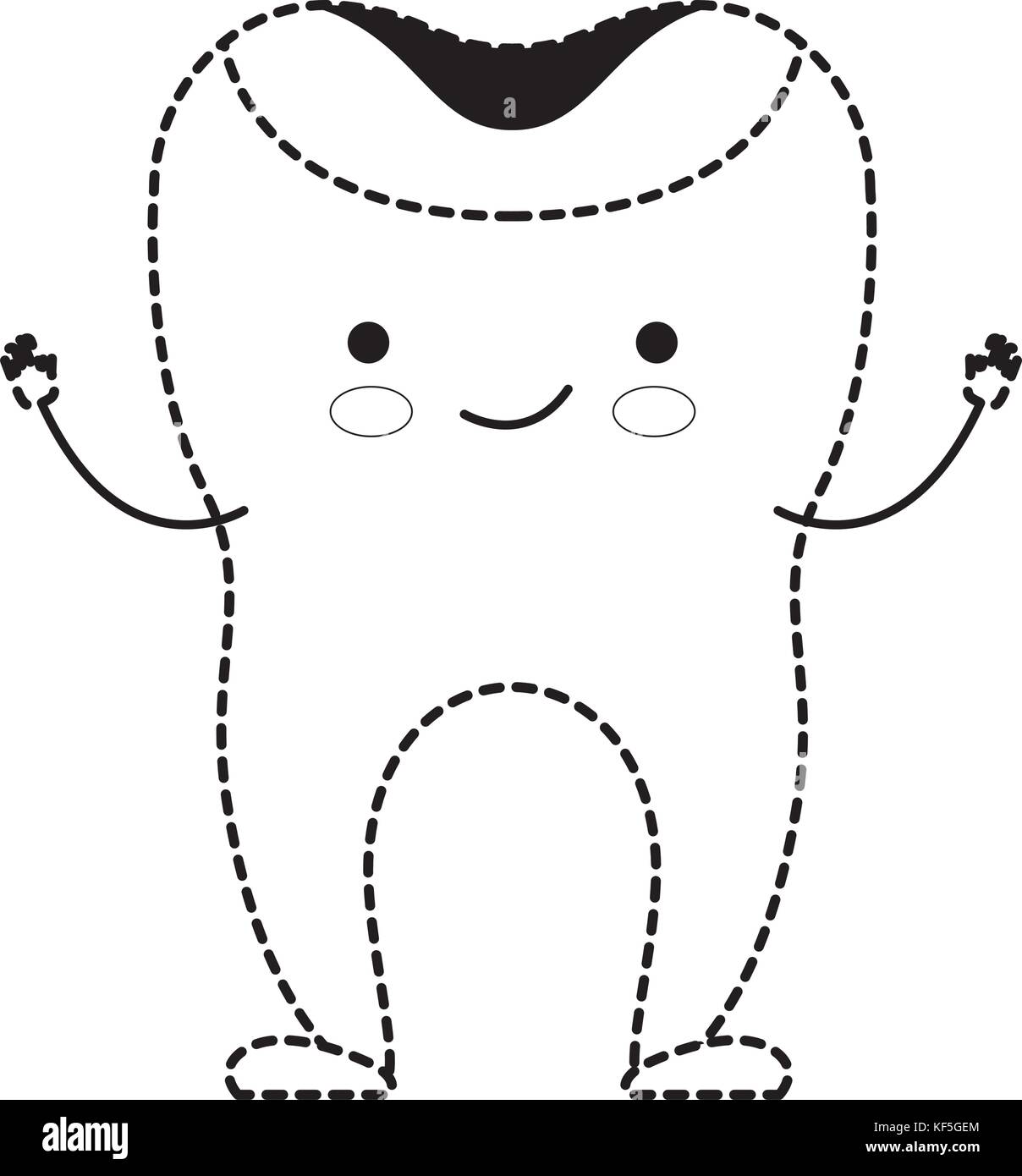 restored tooth cartoon in black dotted silhouette Stock Vector Image ...