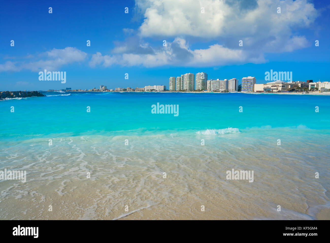 Cancun Forum beach Playa Gaviota Azul in Mexico at Hotel Zone Stock ...