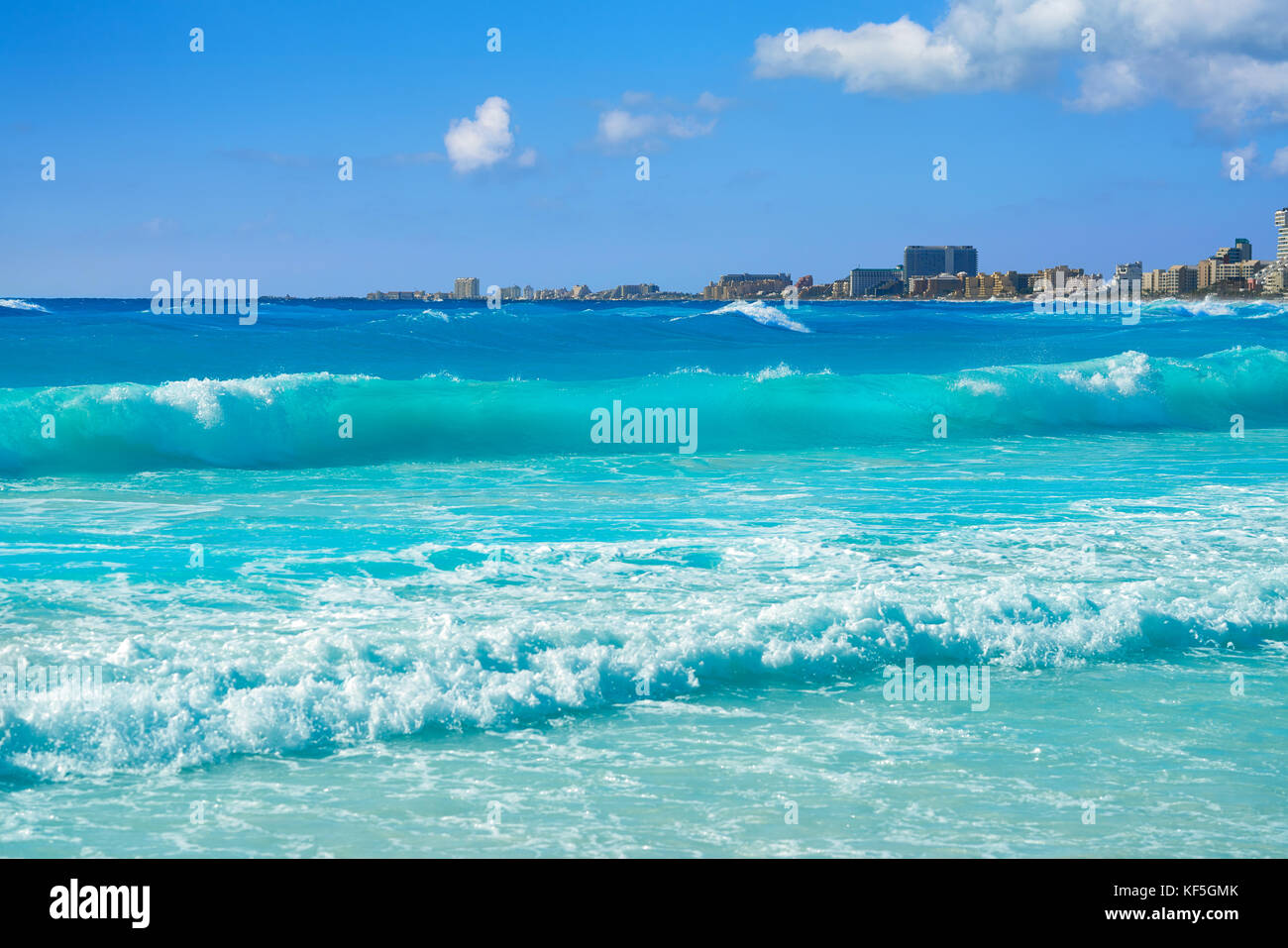 Cancun Forum beach Playa Gaviota Azul in Mexico at Hotel Zone Stock ...