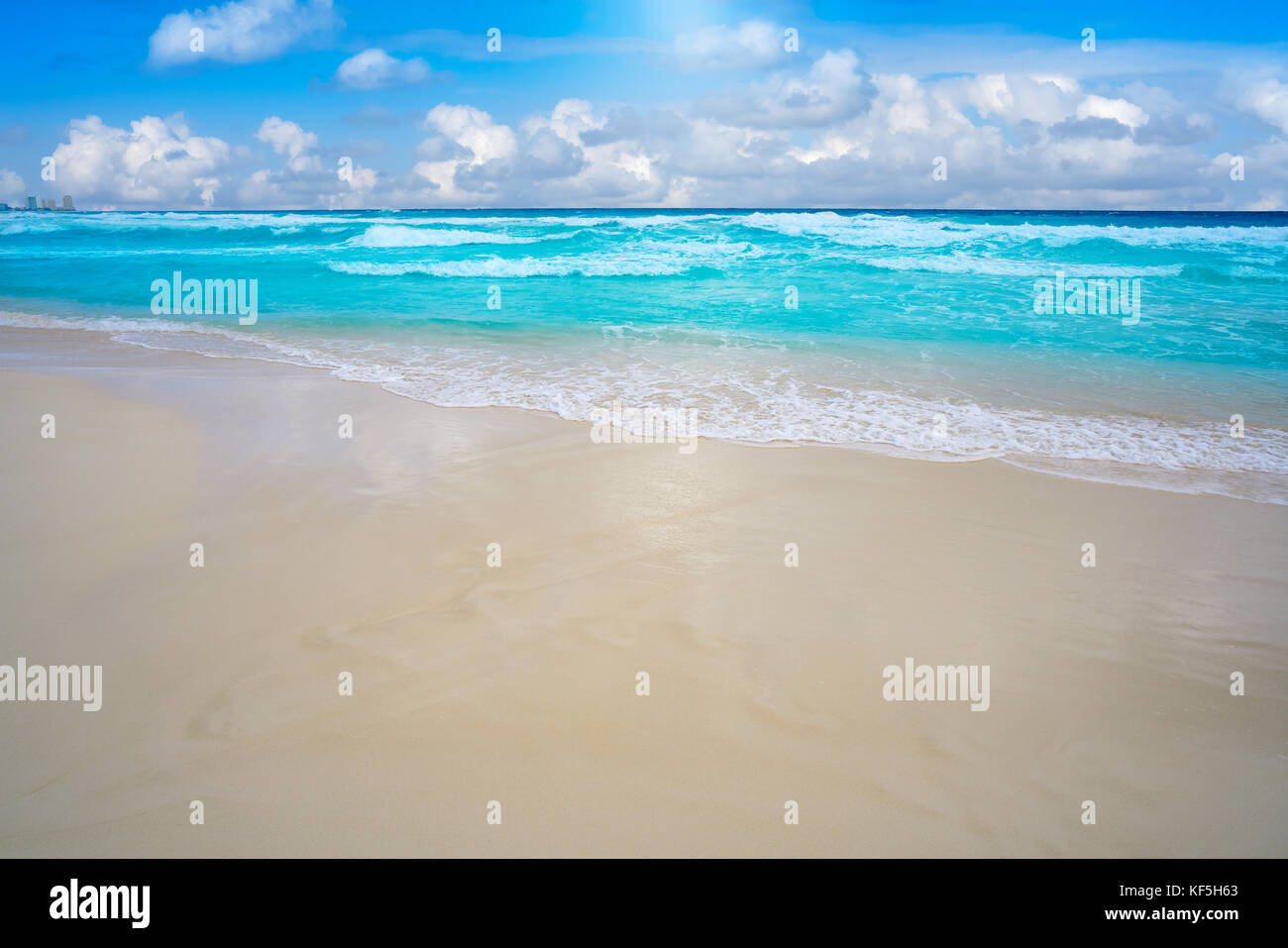 Cancun caribbean white sand beach in Mayan Riviera of Mexico Stock ...