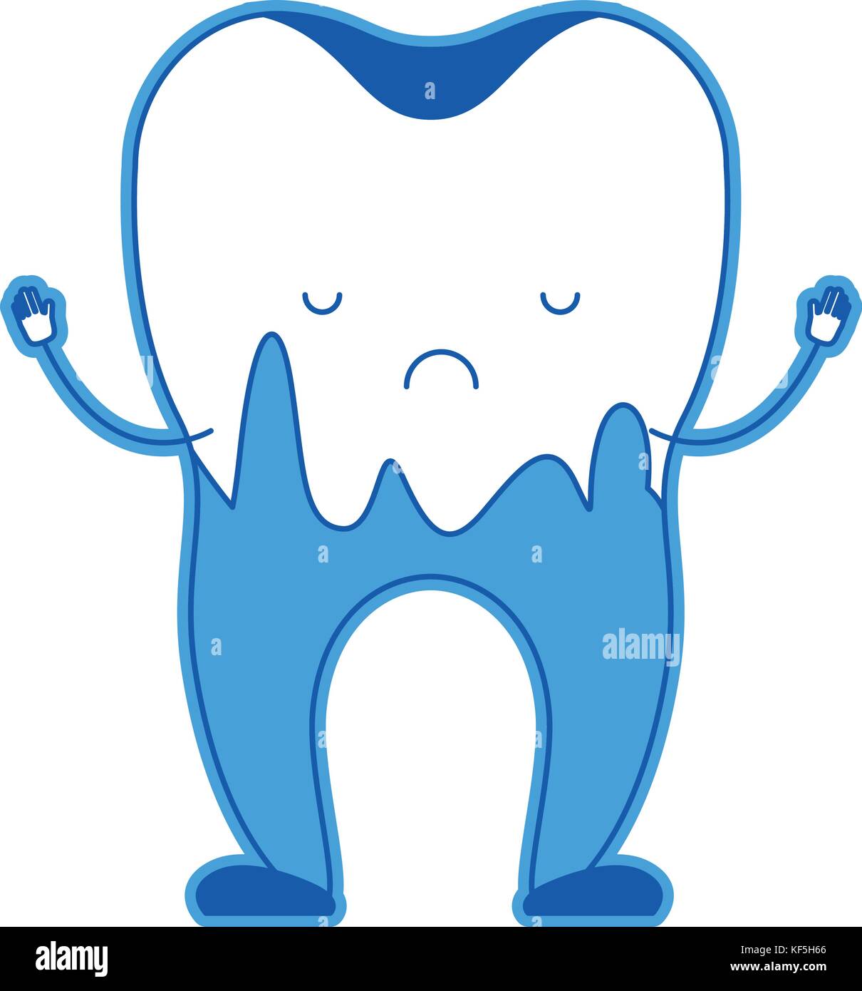 cartoon caries in the root of tooth in blue silhouette Stock Vector ...