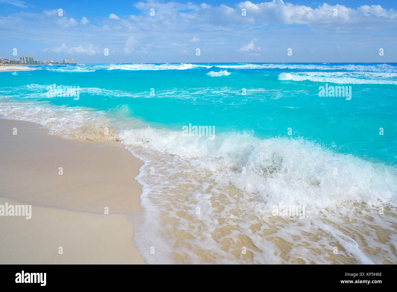 Cancun caribbean white sand beach in Mayan Riviera of Mexico Stock ...