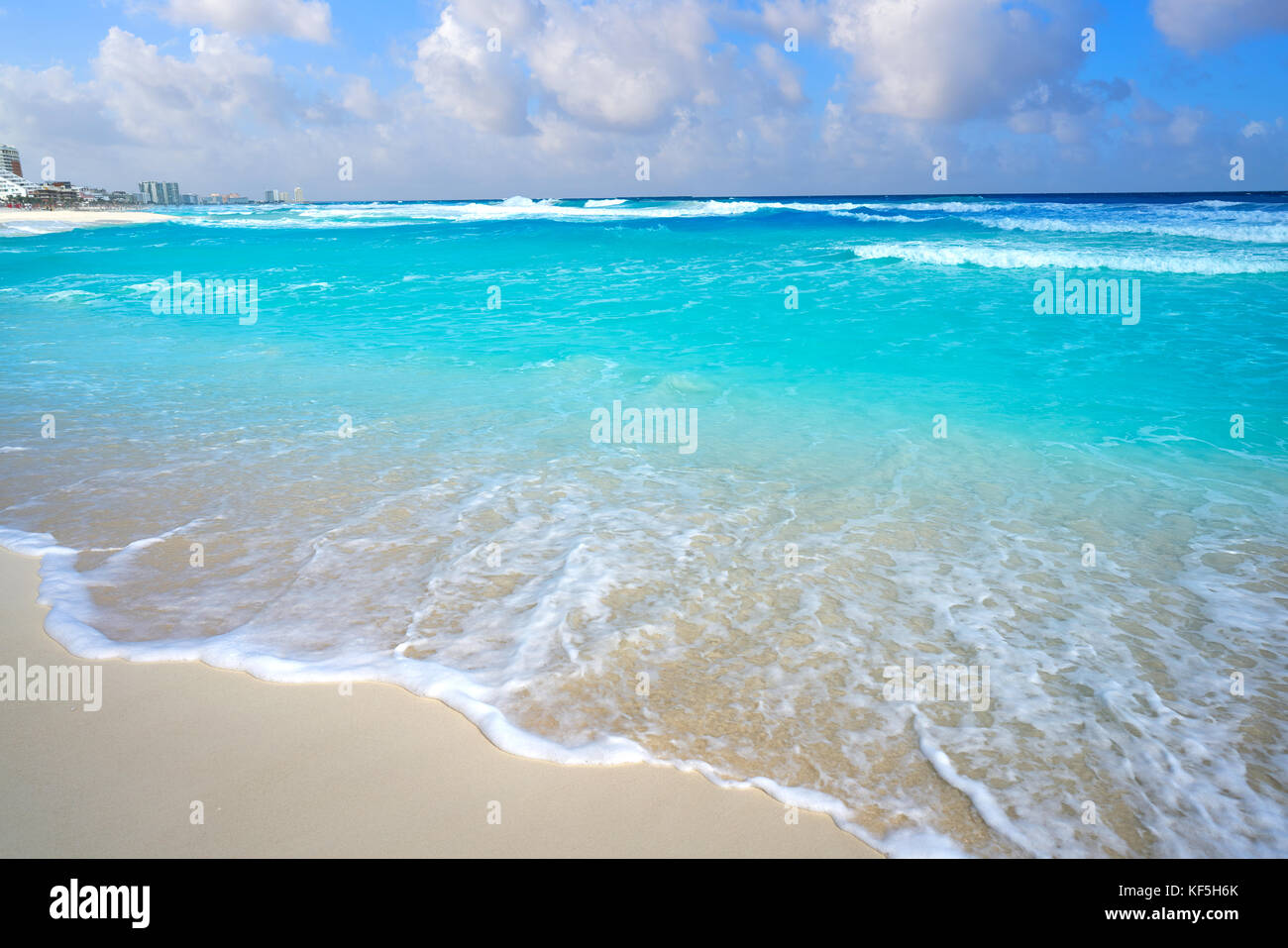 Cancun caribbean white sand beach in Mayan Riviera of Mexico Stock ...