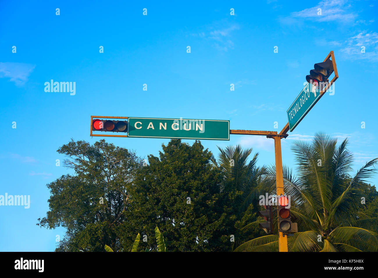 Cancun road sign in Riviera Maya of Mexico Stock Photo - Alamy