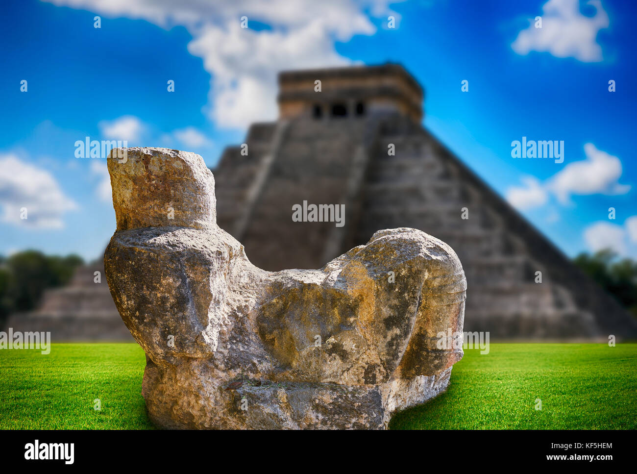 Chichen Itza Chac Mool sculpture at Yucatan Mexico photo-illustration ...