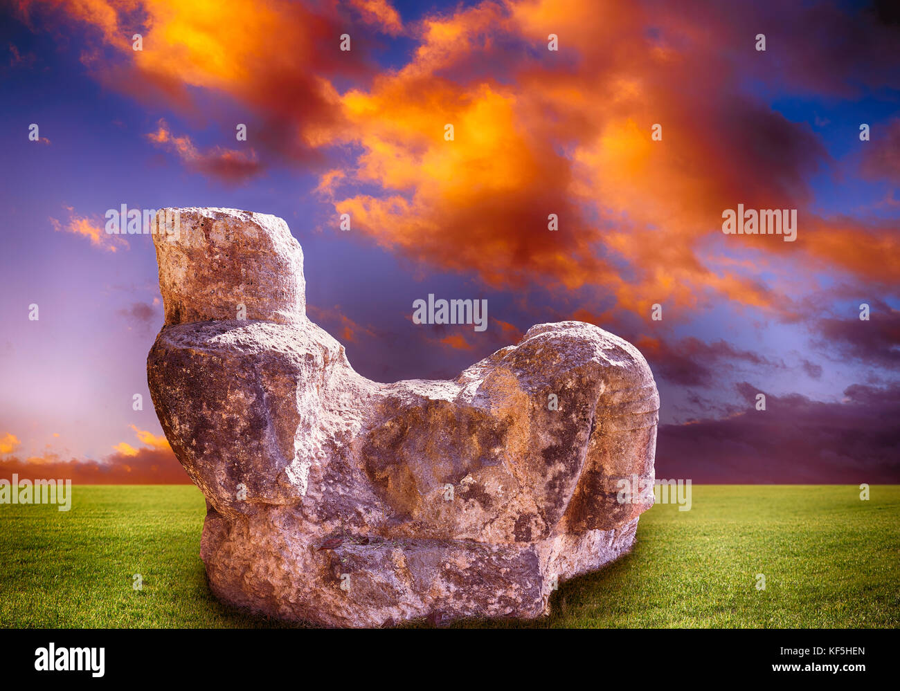 Chichen Itza Chac Mool sculpture at Yucatan Mexico photo-illustration ...