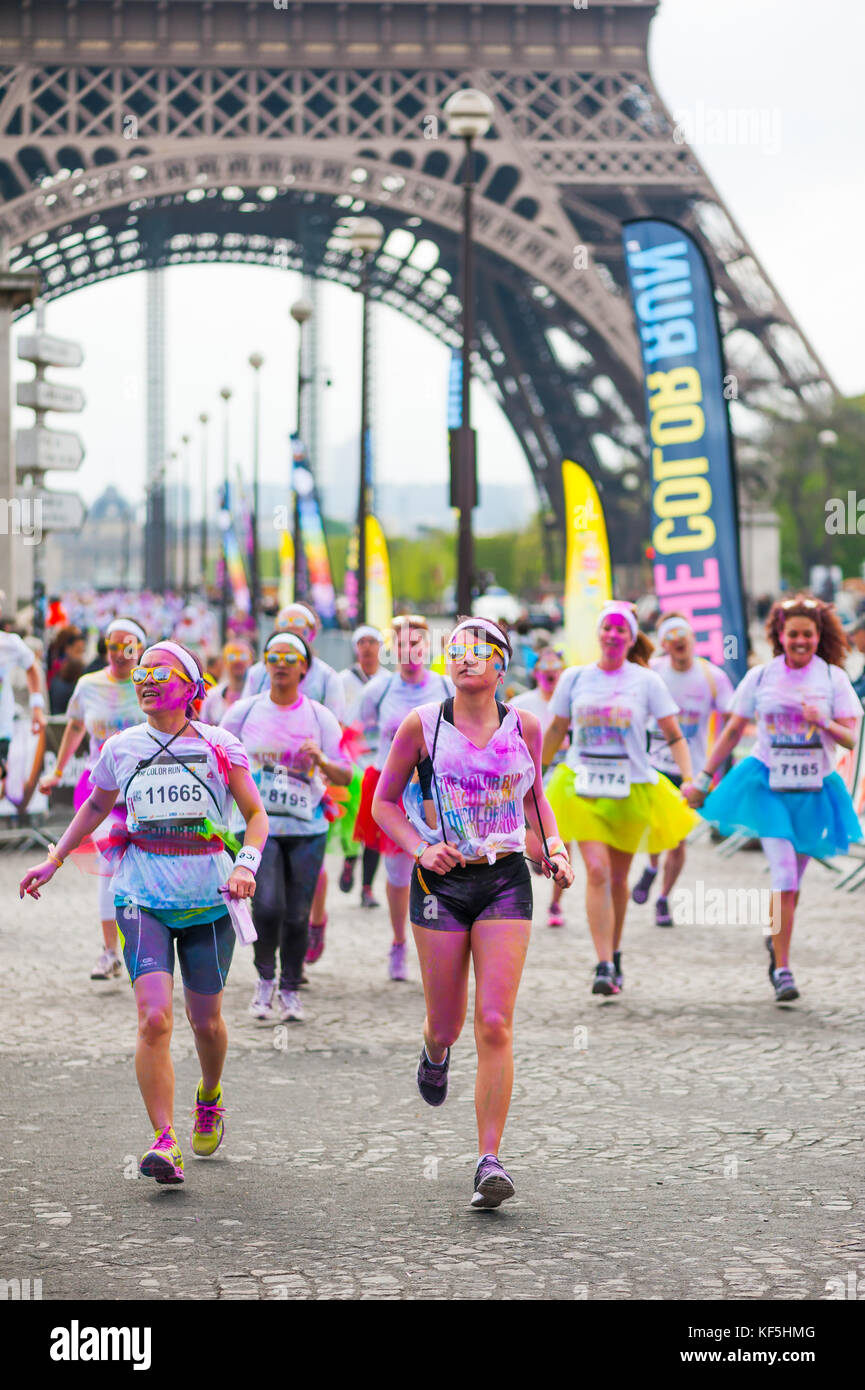 Color run in Paris - France Stock Photo - Alamy
