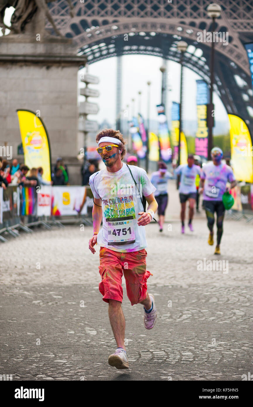 Color run in Paris - France Stock Photo - Alamy