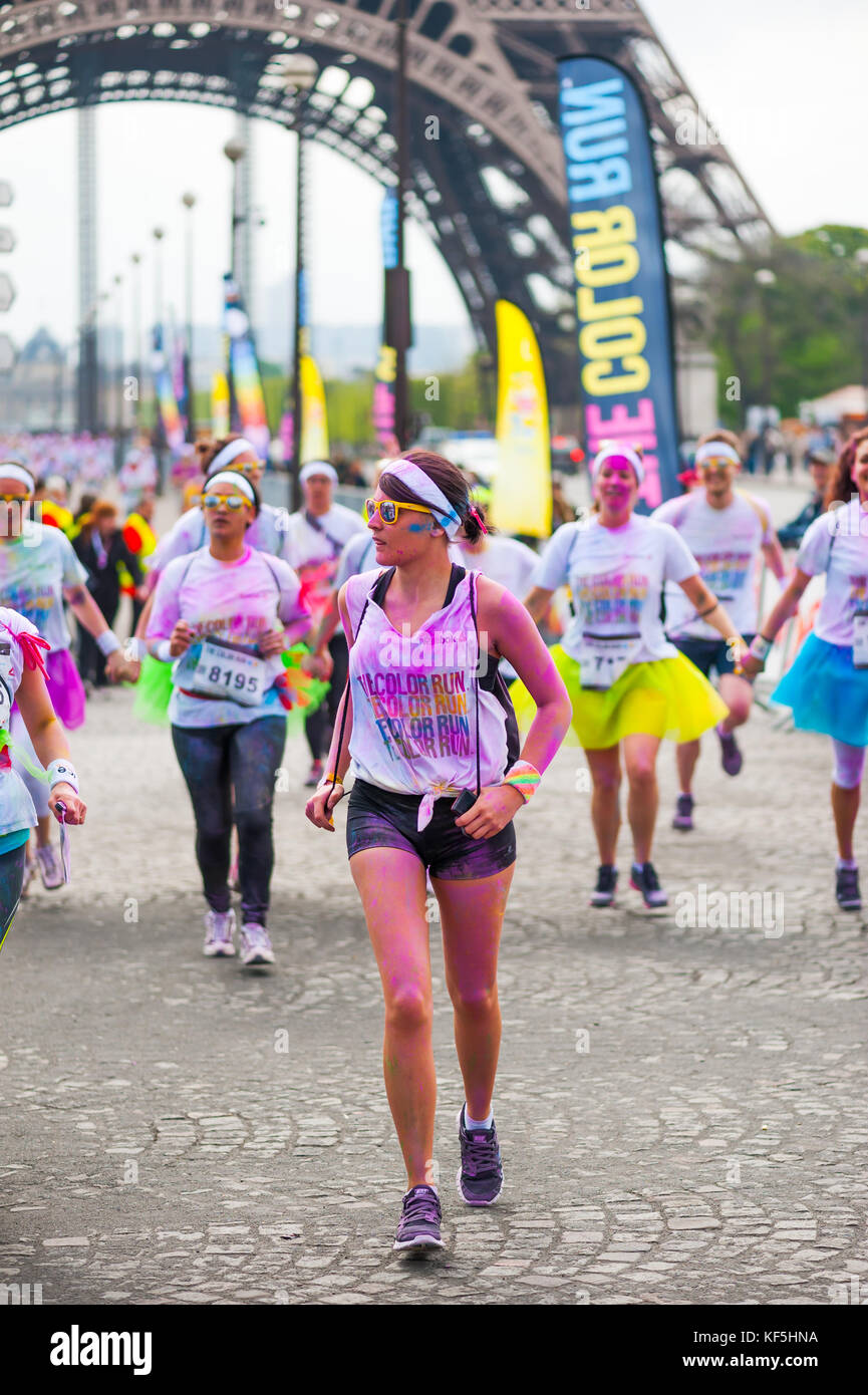 Color run in Paris - France Stock Photo - Alamy