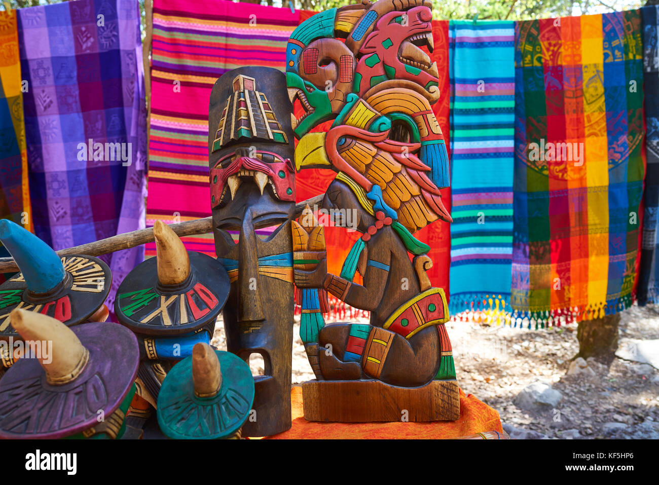Chichen itza Mayan handcrafts and serapes in Yucatan Mexico Stock Photo ...