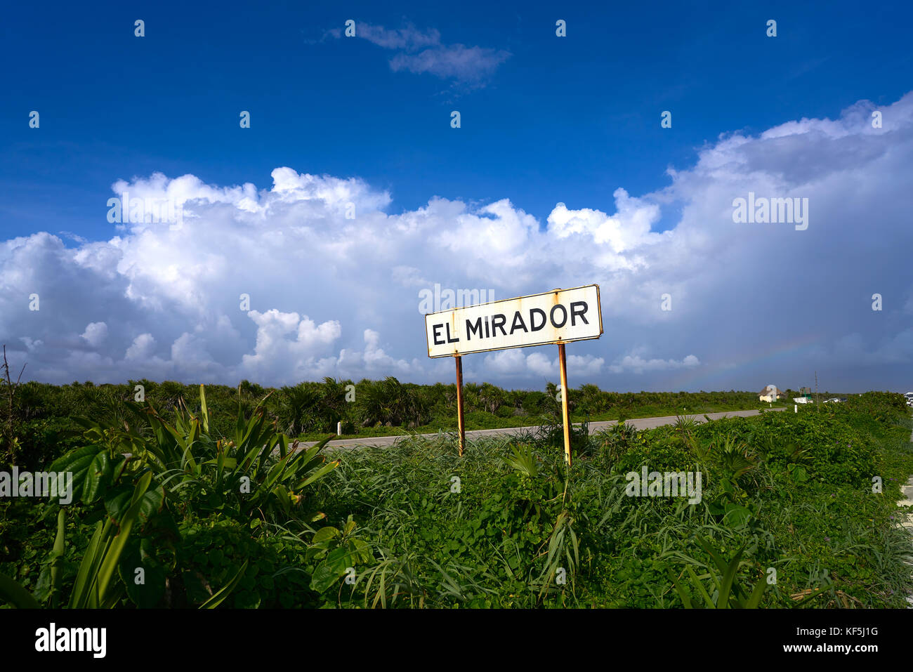 Cozumel island El Mirador road sign in Riviera Maya of Mayan Mexico ...