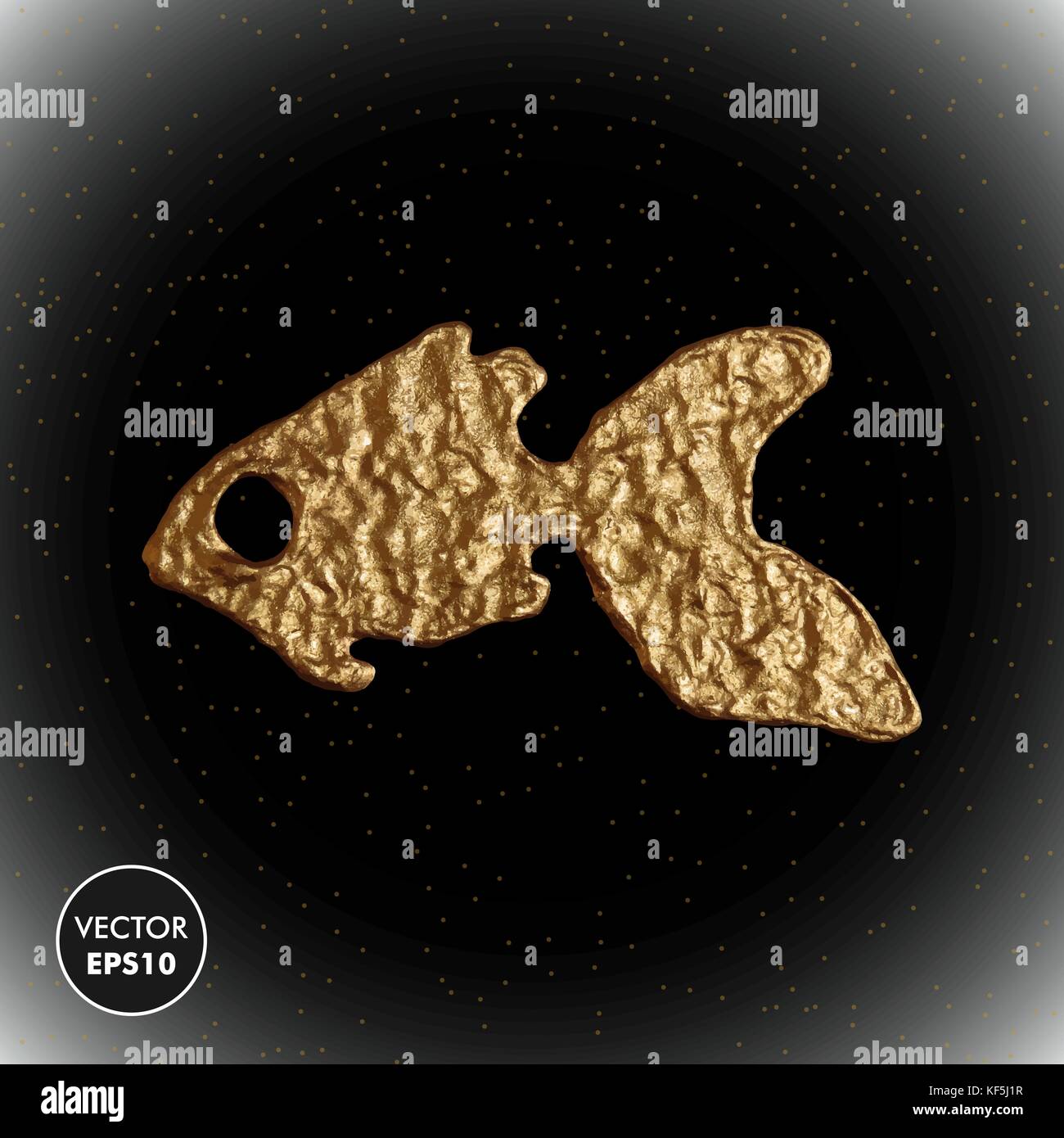 Gold fish vector illustration. Stylized abstract golden sea animal ...