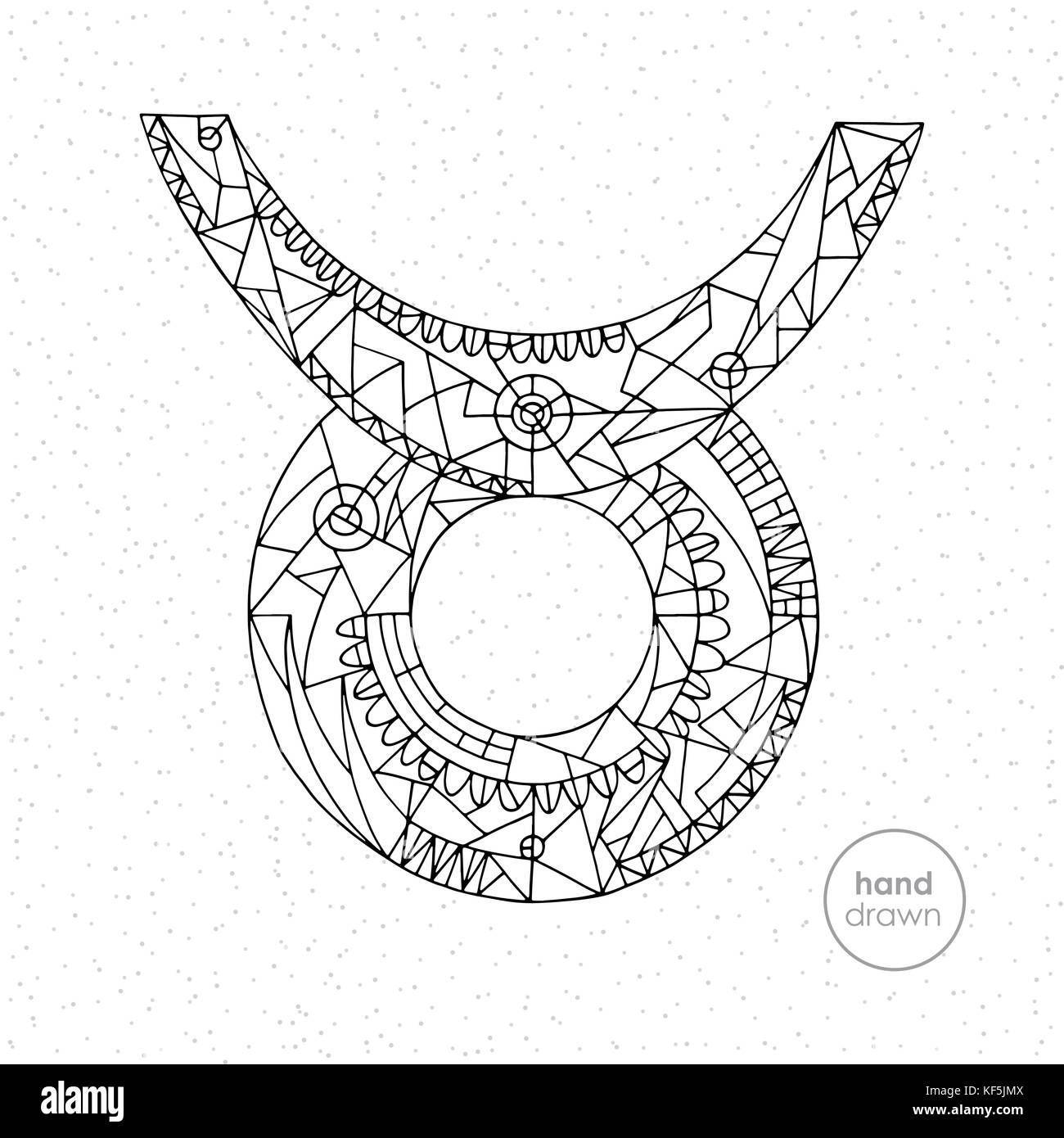 Taurus Zodiac Sign Vector Hand Drawn Horoscope Illustration