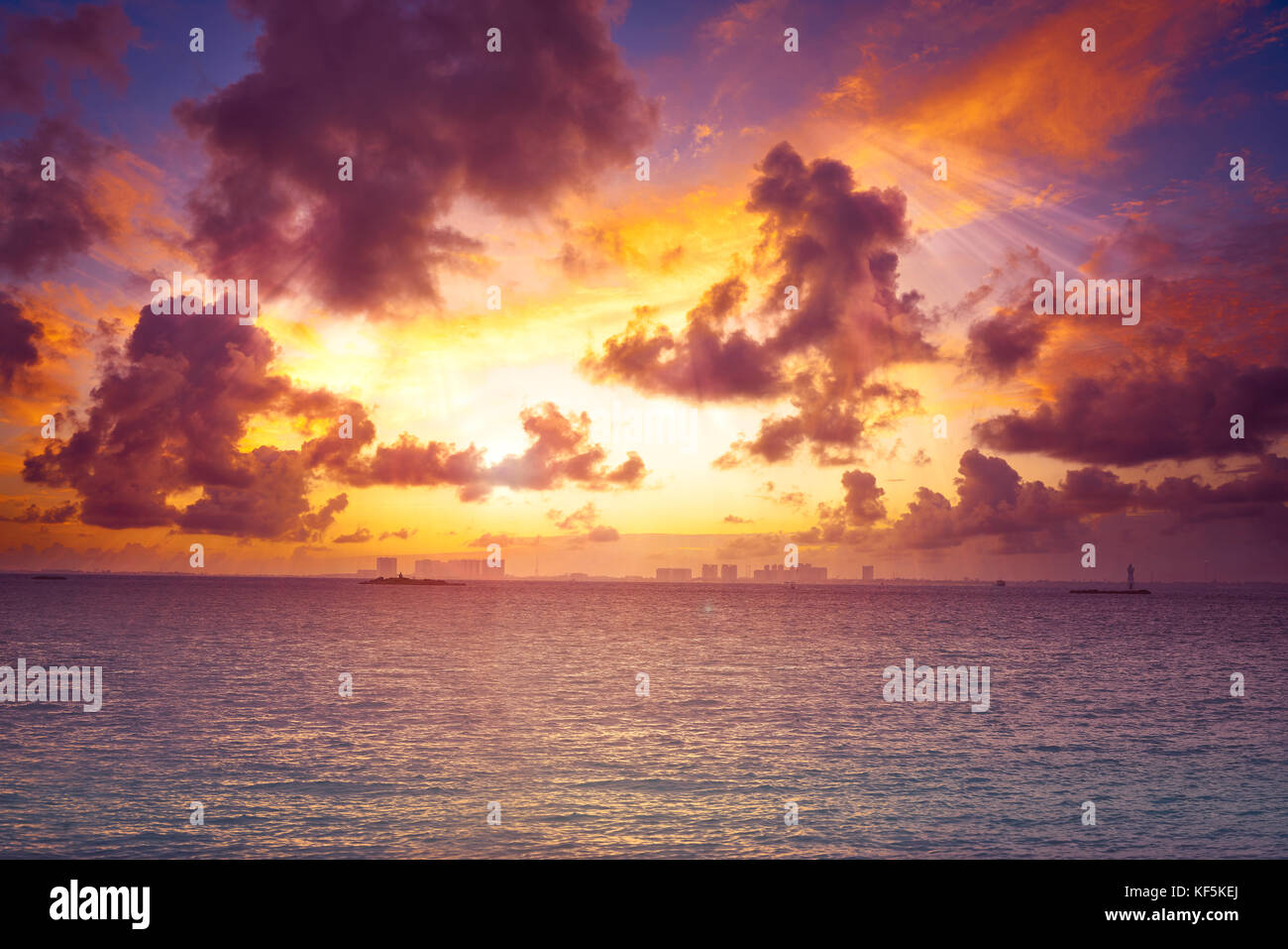 Isla Mujeres island Caribbean beach sunset of Riviera Maya in Mexico ...