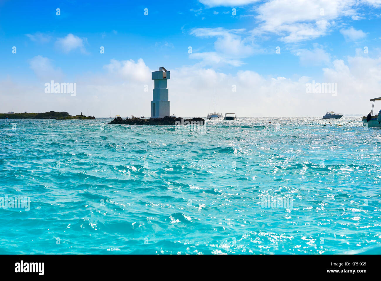 Isla Mujeres lighthouse El Farito a snorkel point in Riviera Maya of ...